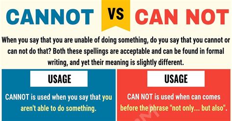 Cannot Or Can Not Know The Difference 7ESL