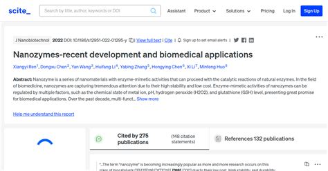 Nanozymes Recent Development And Biomedical Applications