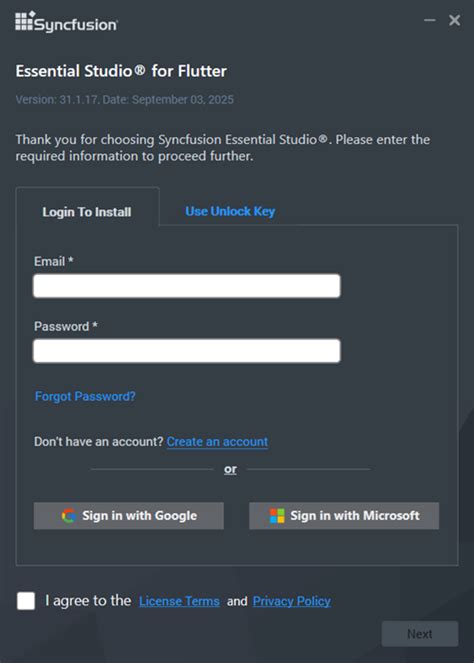 Installing Syncfusion Flutter Installer Syncfusion