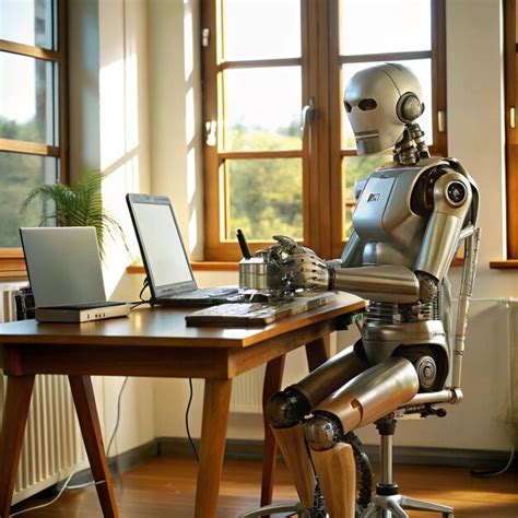 artificial intelligence robot firefighter leading futuristic scifi