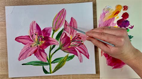 Как нарисовать лилию акрилом Обучающее видео по живописи Ravlyk