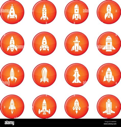 Rocket Icons Set Red Vector Stock Vector Image And Art Alamy