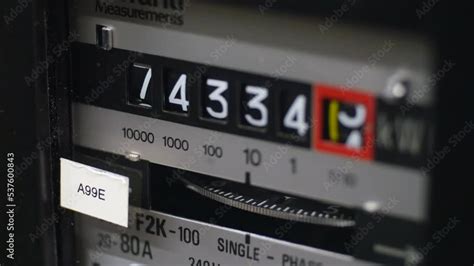 A Close Up Of An Electric Meter And Digits A Turning Dial Showing Energy In Use Concept For