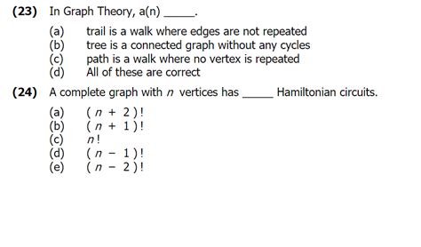 Solved 23 In Graph Theory A N A B C D Is A Walk