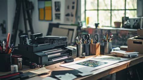 Printer Maintenance Kit Setup On A Desk Home Office Workstation