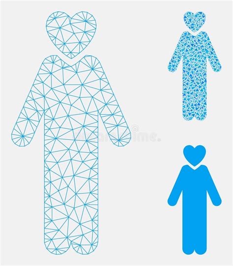 Lover Man Vector Mesh Carcass Model And Triangle Mosaic Icon Stock Vector Illustration Of Mesh