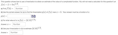Solved This Question Shows How To Use A Linearization To