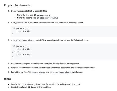 Solved Program Requirements 1 Create Two Separate Risc V