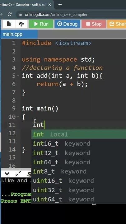 How To Add Two Numbers In C Using Functions Shorts Cpp Coding