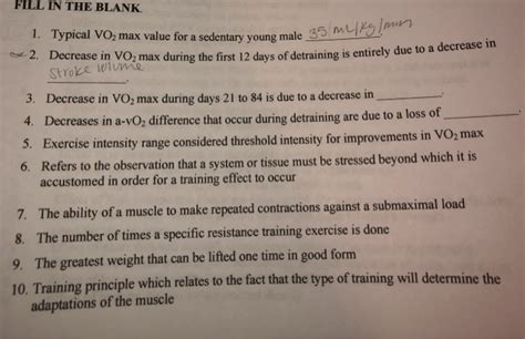 Solved FILL IN THE BLANK 1 Typical VO Max Value For A Chegg Com