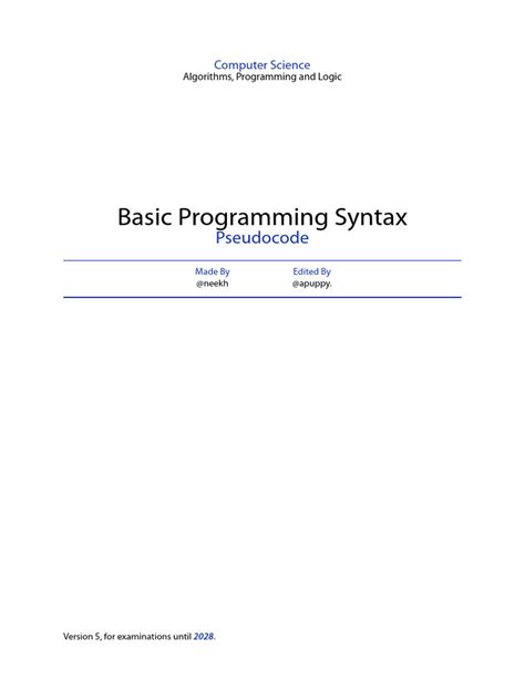 basic programming syntax pseudocode pdf parameter computer