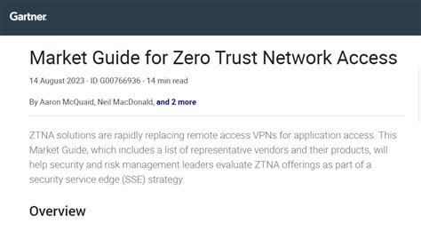 New Gartner Report On Zero Trust Network Access
