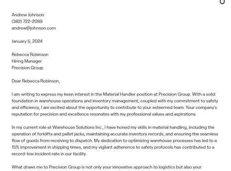 Cover Letter For Material Handler 318543 By Kearney Hub Issuu