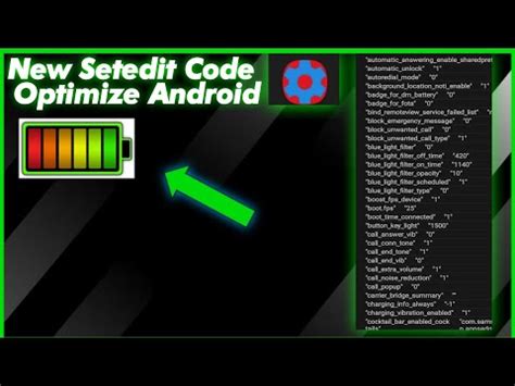 How To Save More Battery Increase Device Performance Using New Setedit Code YouTube