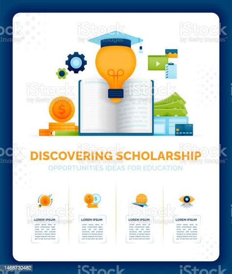미래 학습에 대 한 장학금 기회 아이디어를 발견 하는 벡터 그림입니다 교육시스템 구축에 대한 장학금 지원 광고 포스터 캠페인 웹사이트 앱 소셜 미디어에 사용할 수 있습니다