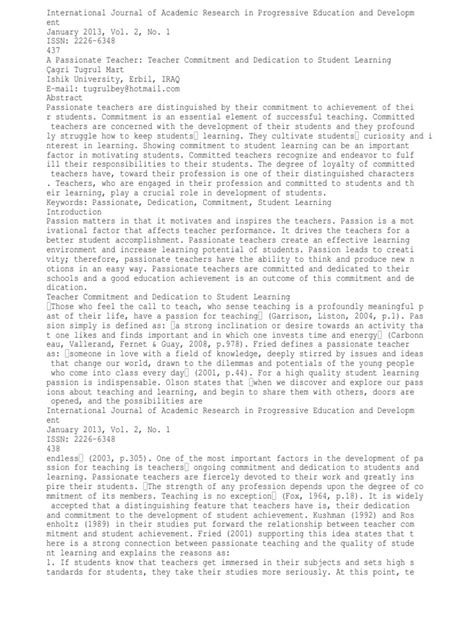 Developing Passion And Commitment To Teaching Excellence Pdf Teachers Motivation