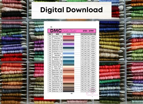 Printable DMC Thread Color Chart Tracker Inventory Sheet Etsy