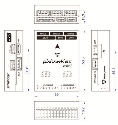 Holybro Pixhawk 6c Mini Flight Controller And Pm06 14s Power Module Combo For X500 V2 Multi Rotor