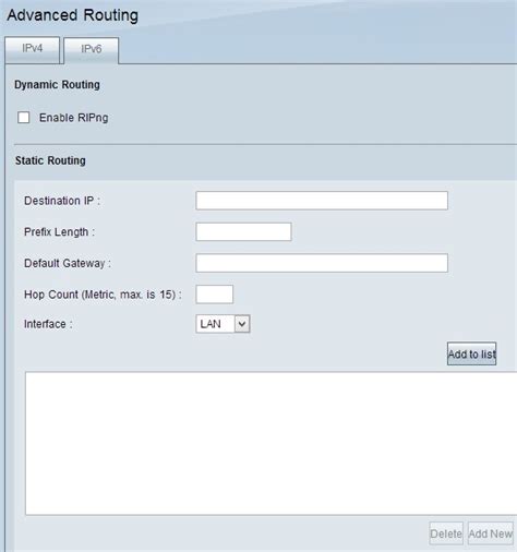 Configuration Of Advanced Ipv6 Routing On Rv016 Rv042 Rv042g And