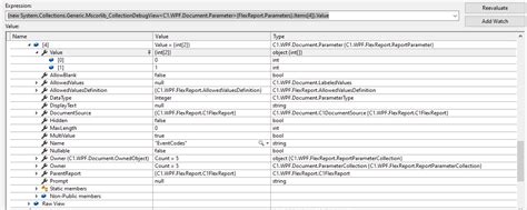 c1flexreport no value given for parameter wpf edition componentone