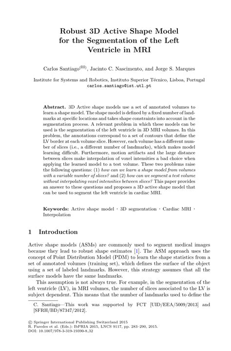 Pdf Robust 3d Active Shape Model For The Segmentation Of The Left
