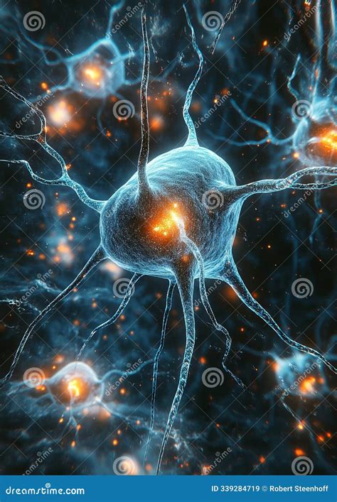 A Close Up Of A Neuron A Nerve Cell In The Human Brain Stock Illustration Illustration Of