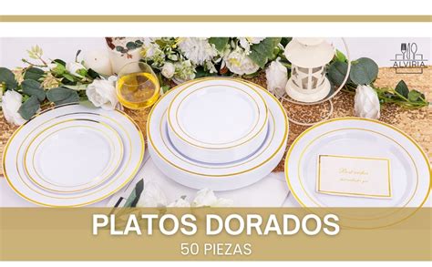 Platos Reutilizables Elegantes Para Fiestas Y Eventos 50 Piezas 25