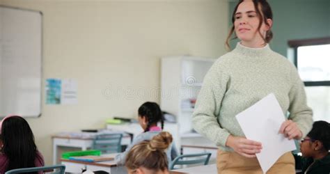 Student Teacher And Girl In School Marks And Asking Of Assignment For Homework And Woman
