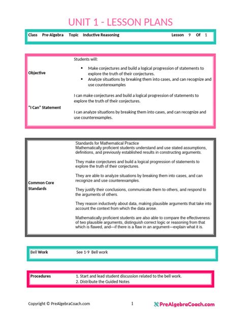 1 9 Lesson Plan Inductive Reasoning Pdf Argument Reason