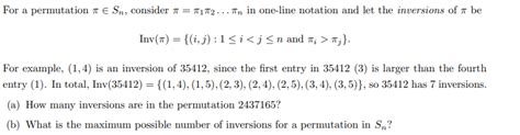 Solved For A Permutation π∈sn Consider ππ1π2πn In
