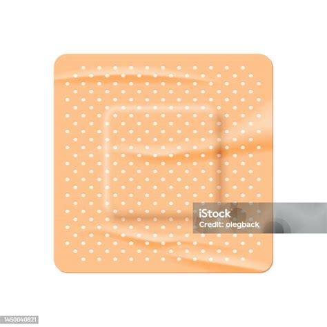 의료 피부 관리 벡터 삽화를 위한 접착 석고 3d 현실적인 구겨진 사각형 스티커 끈적 끈적한 붕대 상처 치료 및 응급 처치 항균 베이지 색 플라스틱 테이프 흰색 절연 구급