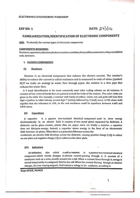 Familiarization Of Electronic Components Experiment Electronics And Communication