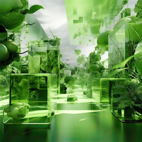 Nature Concept In The Form Of A Beautiful Green Abstraction Stock Illustration Illustration