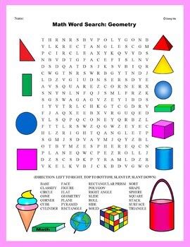 Math Word Search Geometry Gr 1 By Qiang Ma Tpt