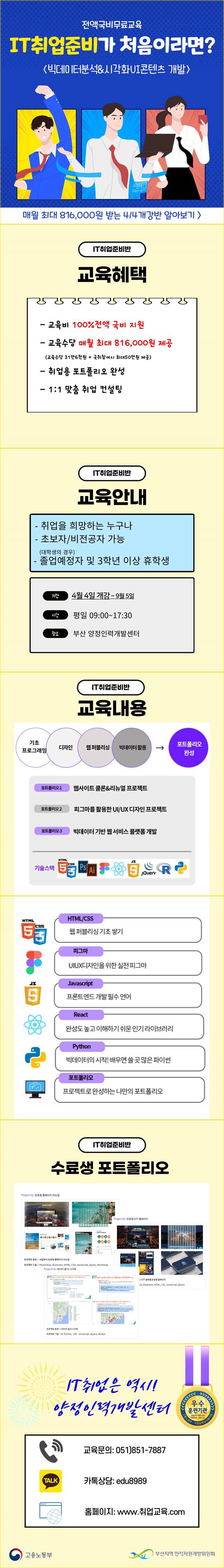 부산 매월 최대 816000원 받는 전액국비무료 It 교육생 모집빅데이터 프론트엔드개발자 요즘것들
