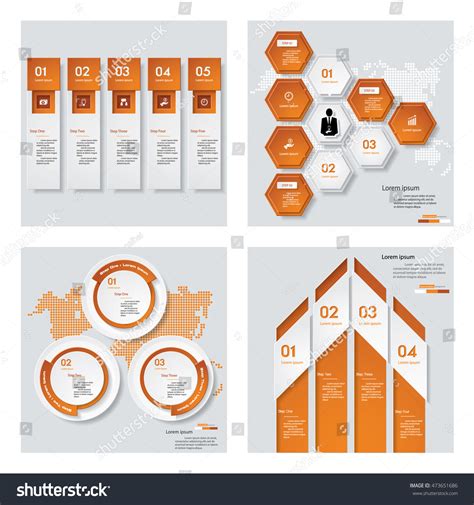 Collection 4 Orange Color Templategraphic Website Stock Vector Royalty Free 473651686