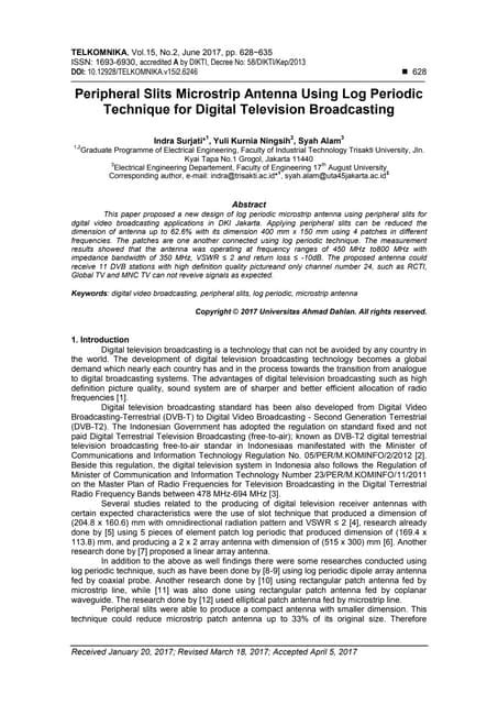 Peripheral Slits Microstrip Antenna Using Log Periodic Technique For Digital Television