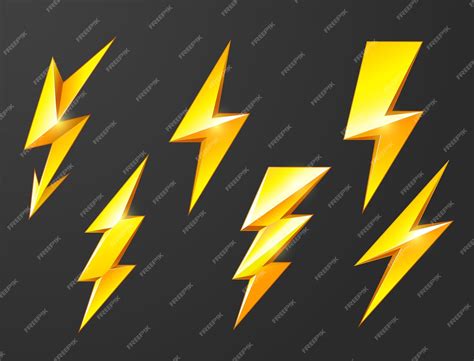 Premium Vector Lightning Bolts Set Thunderbolt And Short Circuit Icons Electric Discharge And
