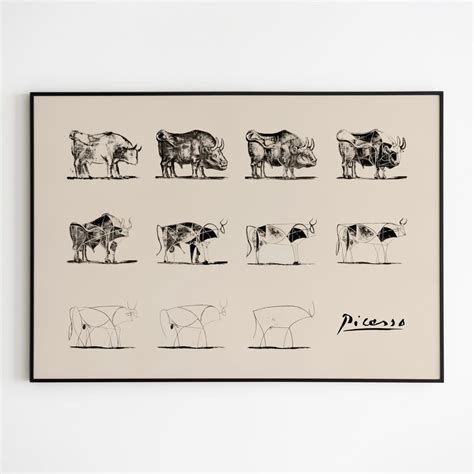 Pablo Picasso Evolution Of Bull Print Animal Art Sketch Picasso Bull
