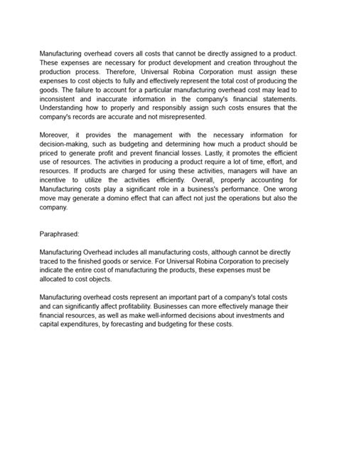 Manufacturing Overhead Pdf Expense Cost