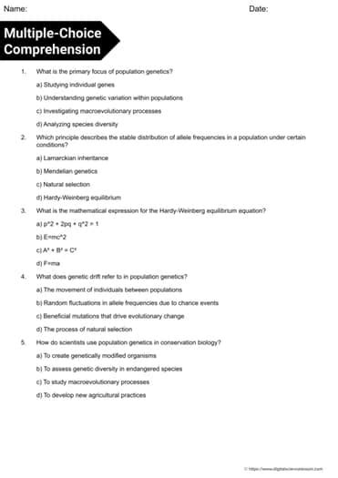 Introduction To Population Genetics By Digital Science Lesson Tpt