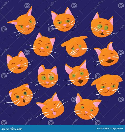 Set Of Cat Emotions Stock Vector Illustration Of Humor 138918824