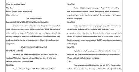 MLA Format Pdf Teaching Writing Mla Middle Babe Ela