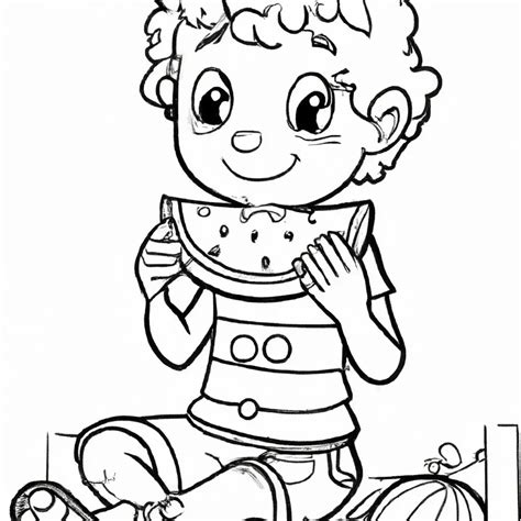 Menino Comendo Melancia Desenhos Para Imprimir E Colorir De Forma