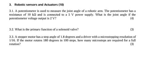 Solved Robotic Sensors And Actuators 1031 ﻿a