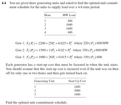 4 4 you are given three generating units and asked to find the optimal