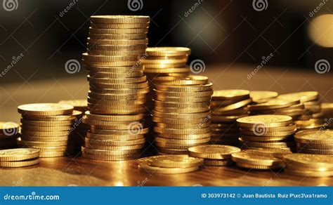 Golden Coins Pile Different Stacks Of Gold Money Cash Or Treasure Bank And Finance