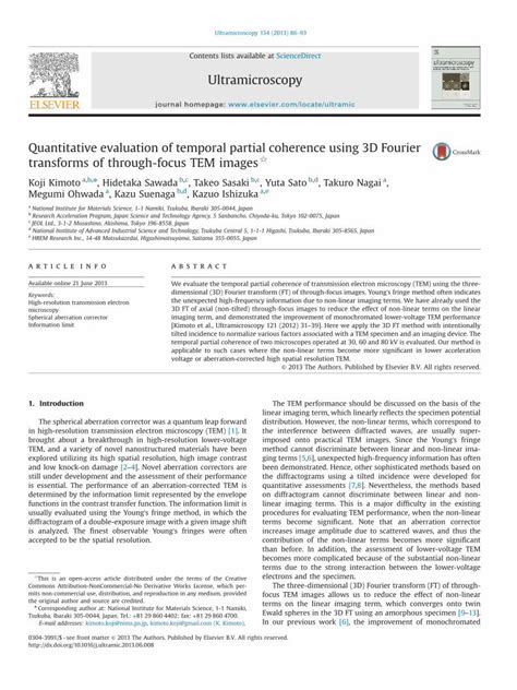 Pdf Quantitative Evaluation Of Temporal Partial Coherence Using 3d