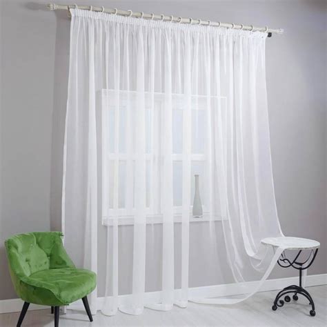 Тюль шифон однотонний Готовий з тасьмою 150х275 см Білий купити