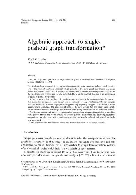 Pdf Algebraic Approach To Single Pushout Graph Transformation